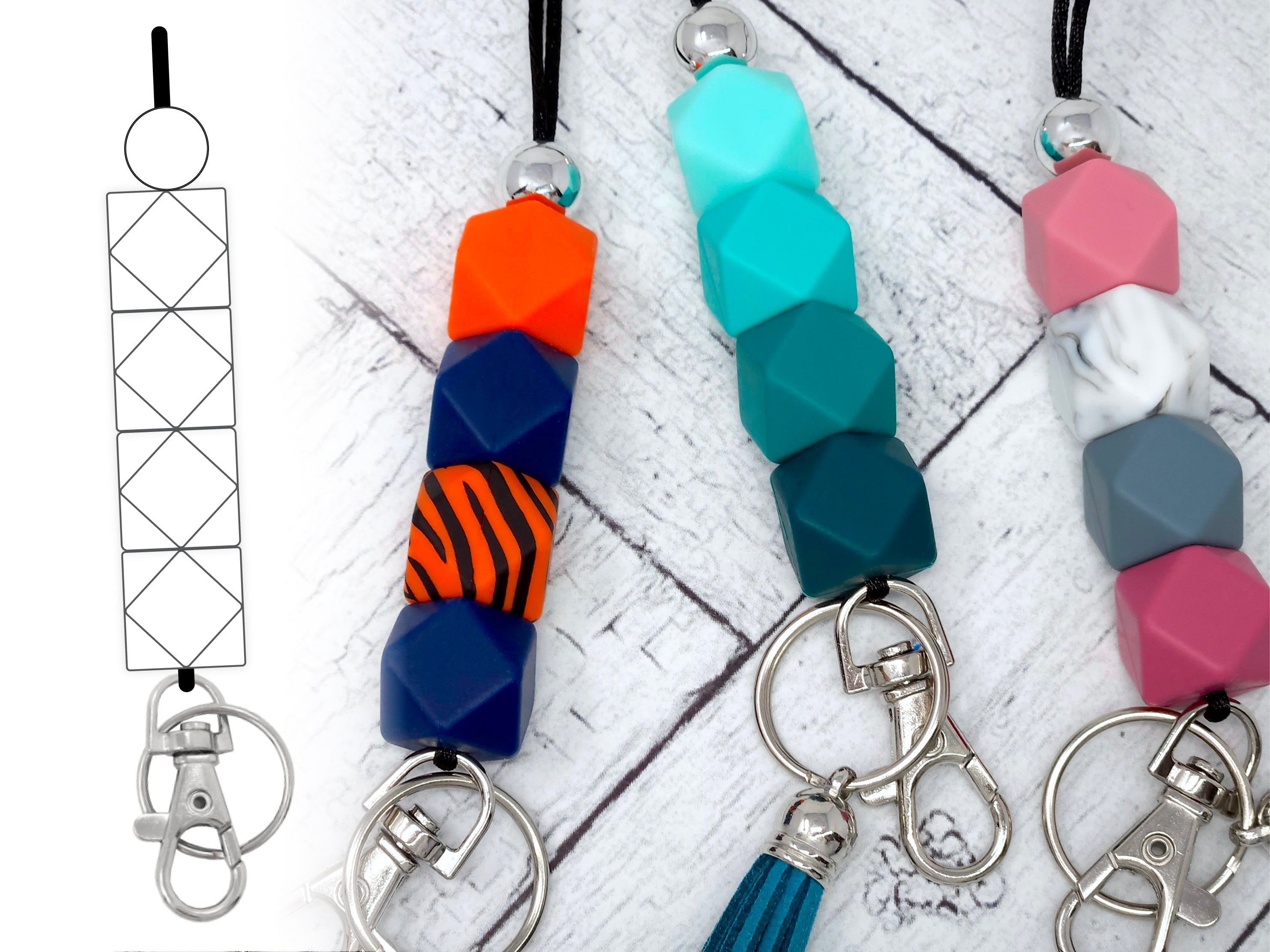 Custom Four-Hex Silicone Lanyard – Rainbow Palette Design